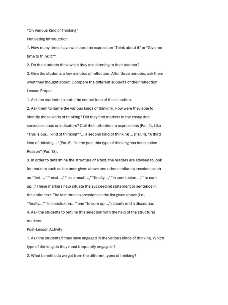 Understanding Different Types of Thinking | PDF