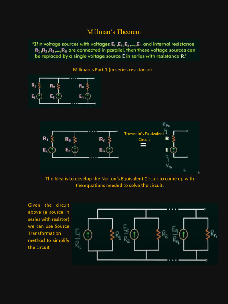 Millmans Theorem | PDF | Electrical Network | Electrical Resistance And Conductance