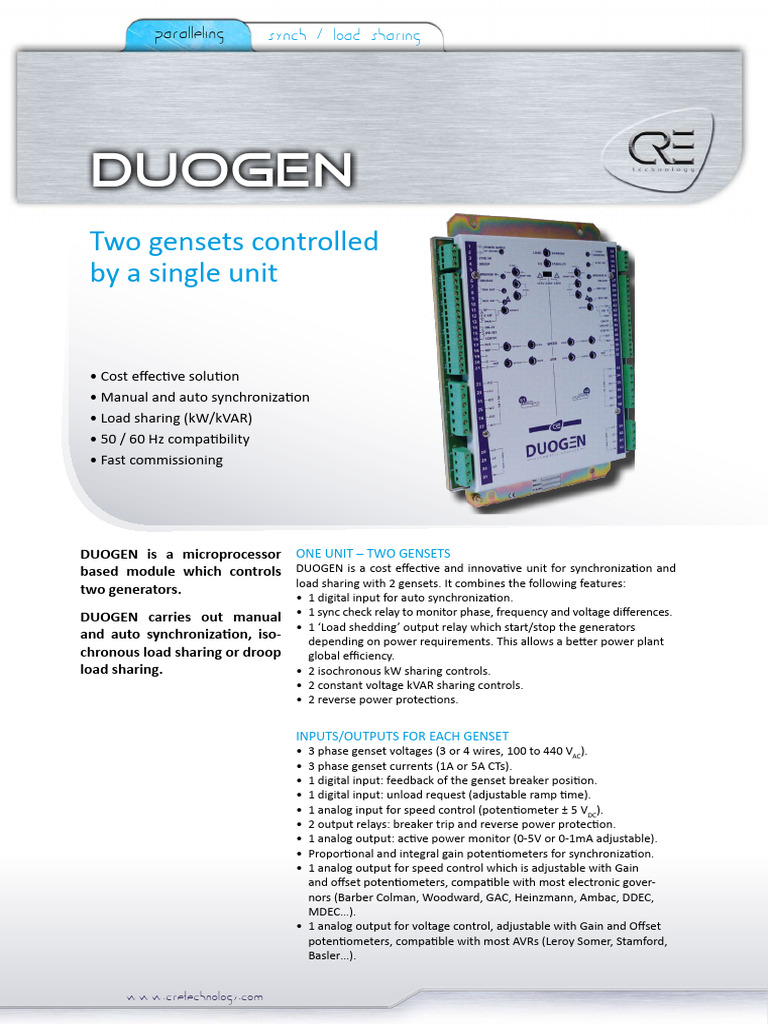 Duogen Duogen: Two Gensets Controlled by A Single Unit | PDF | Relay ...