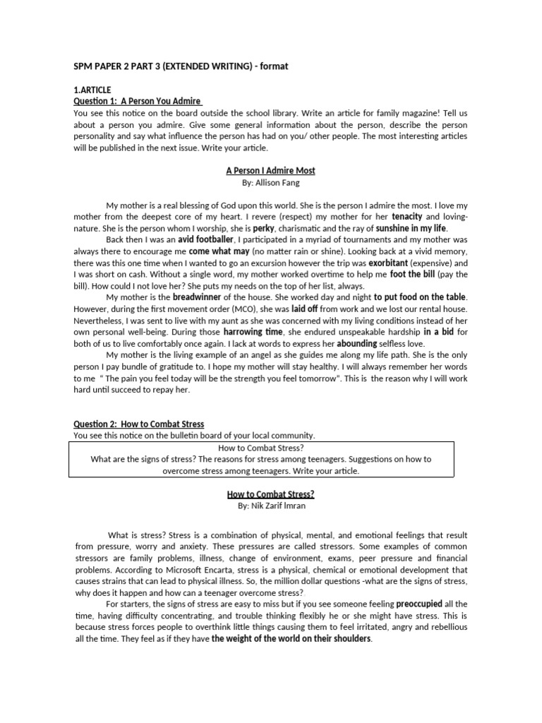 SPM-PAPER-2-PART-3 | PDF | Stress (Biology)