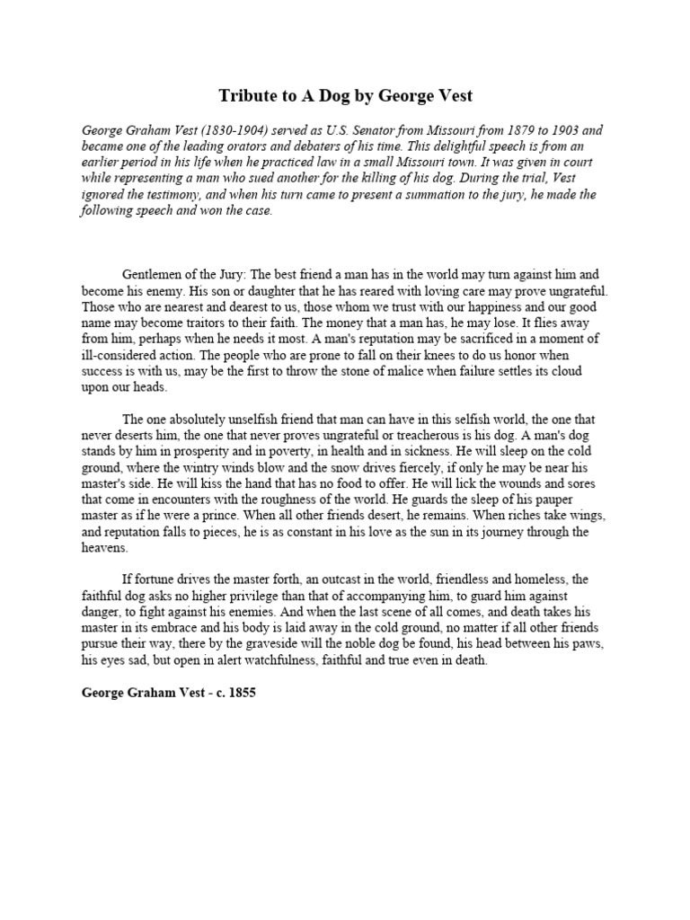 Excerpt Tribute To A Dog | PDF