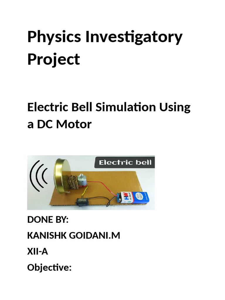 Physics Investigatory Project | PDF | Electric Motor | Direct Current