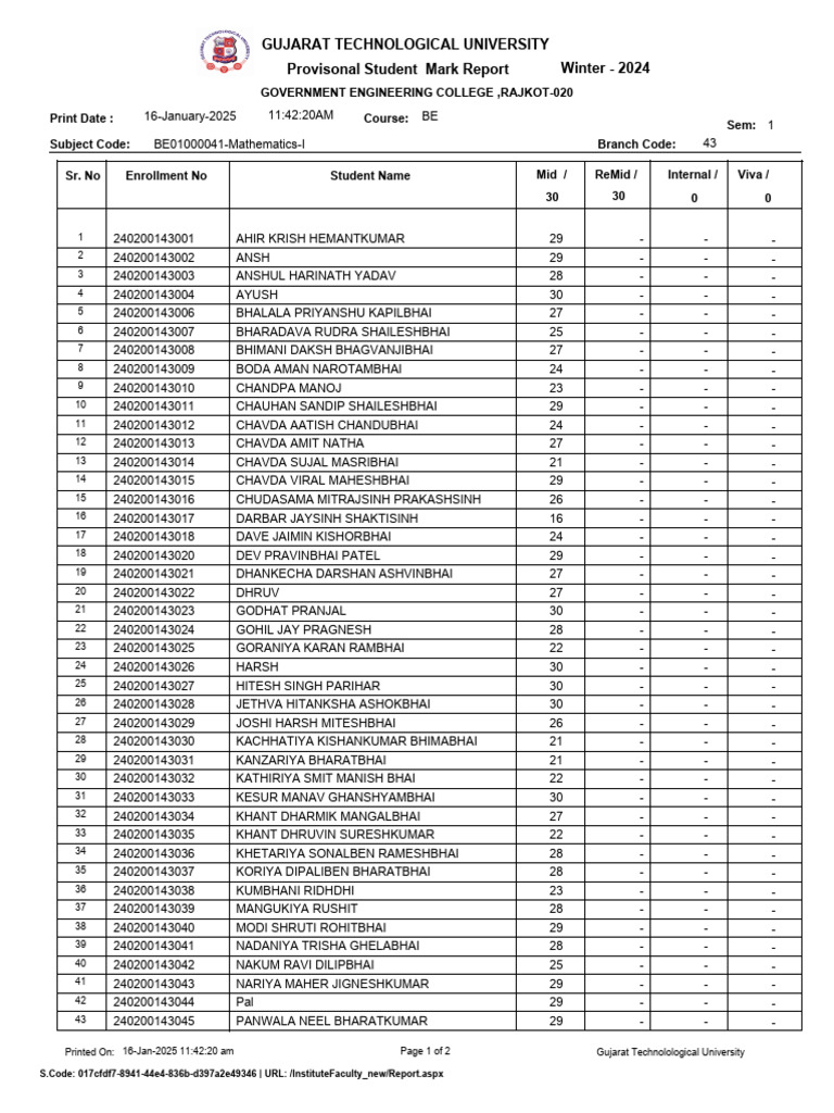 AI&DS Sem-1 - Winter-2024 - Mathematics-1 | PDF