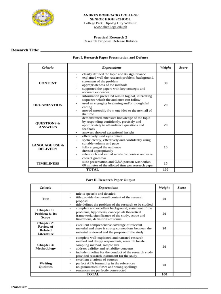 Research Proposal Rubrics 2 | PDF | Human Communication | Cognitive Science