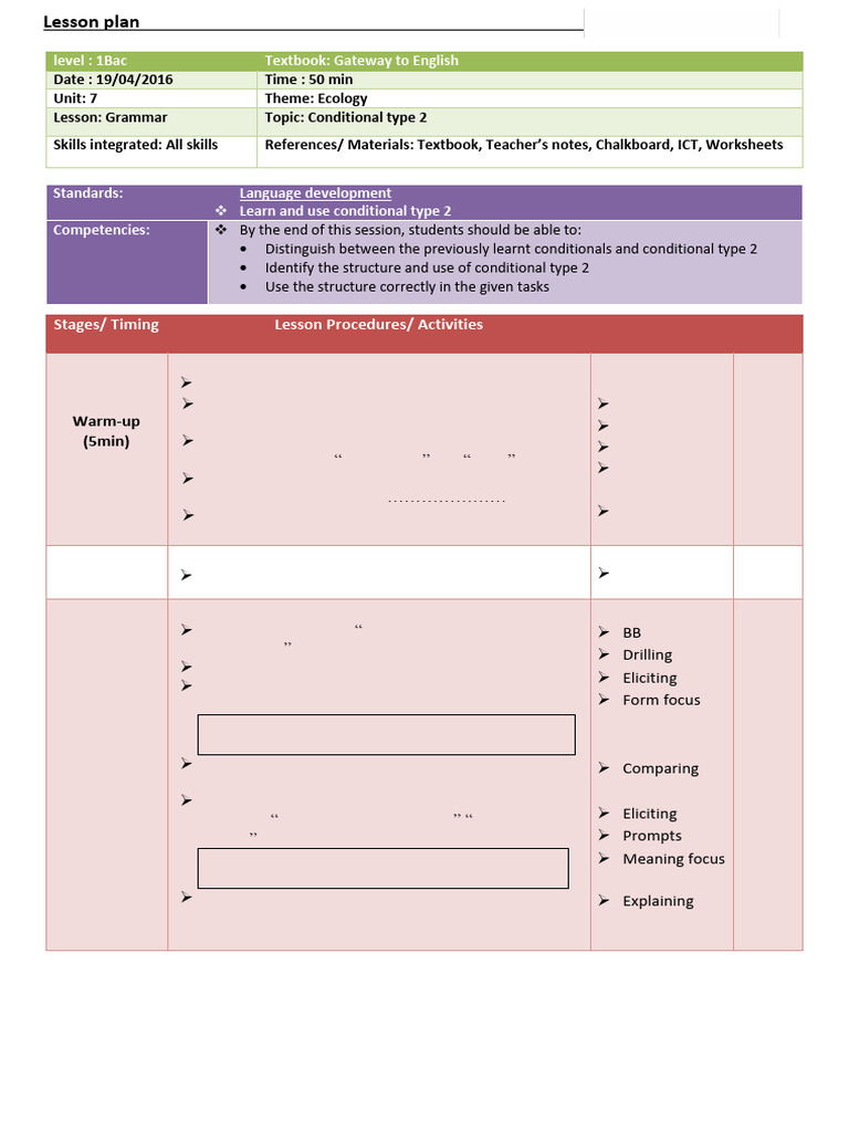 1 Bac Ecology Grammar Conditional Type 2 | PDF | Human Communication | Behavior Modification