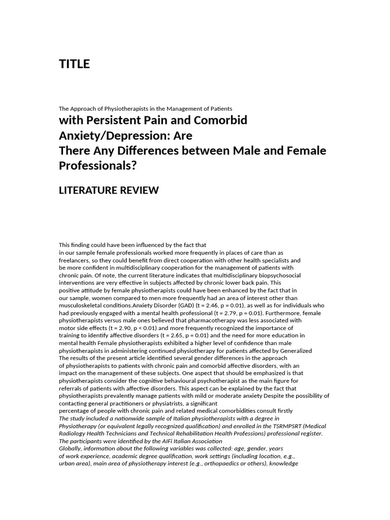 LITERATURE REVIEW - Docx 4 | PDF | Generalized Anxiety Disorder ...