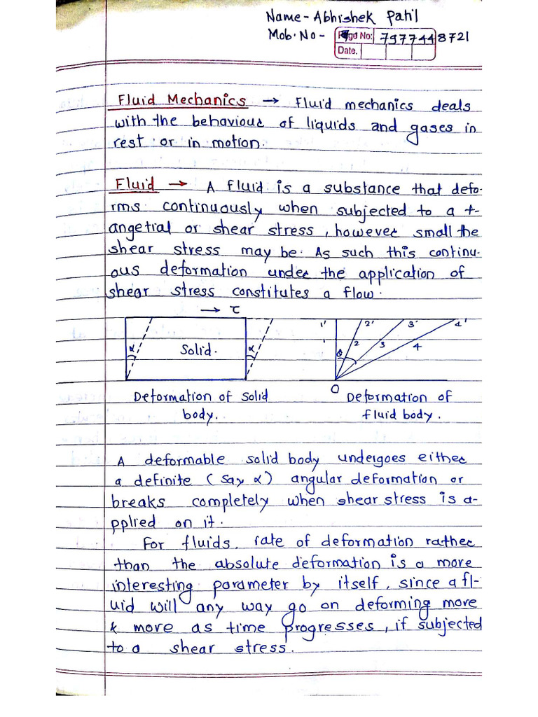 Fluid Mechanics Notes | PDF
