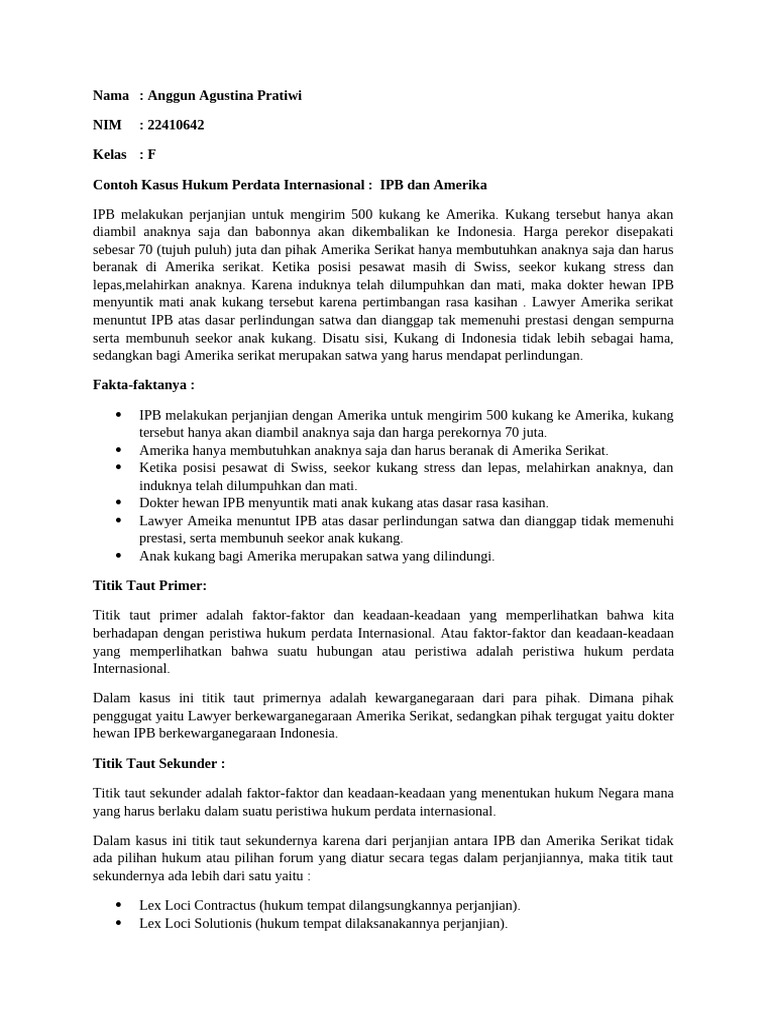 Contoh Kasus Hukum Perdata Internasional | PDF