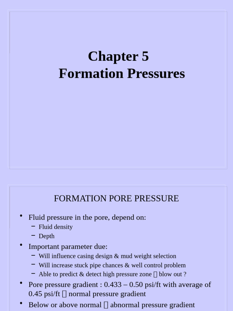Chap2 - Form Pressures | PDF | Casing (Borehole) | Porosity