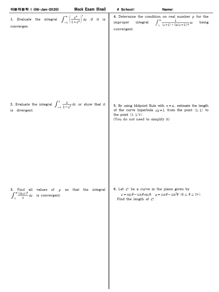 2020 Calculus1 Final 3 | PDF | Mathematical Analysis | Calculus
