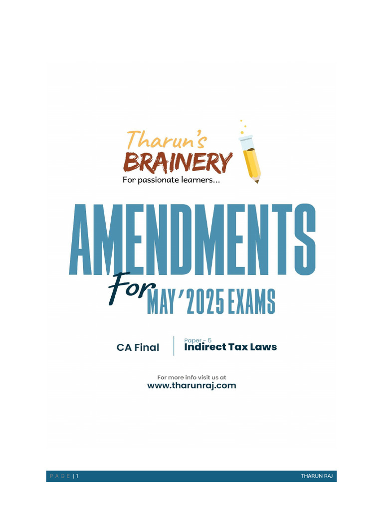 CA Final May 25 Amendments | PDF | Value Added Tax | Insurance