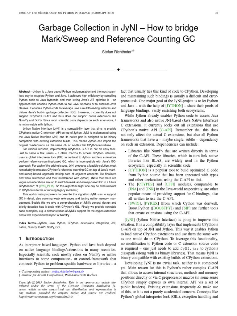 Jython-Garbage Collection in JyNI | PDF | Python (Programming Language) | Java (Programming ...