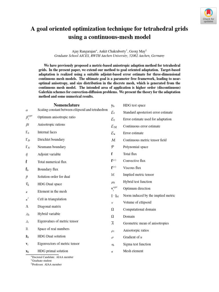 A goal oriented optimization technique for tetrahedral grids | PDF | Mathematical Optimization ...