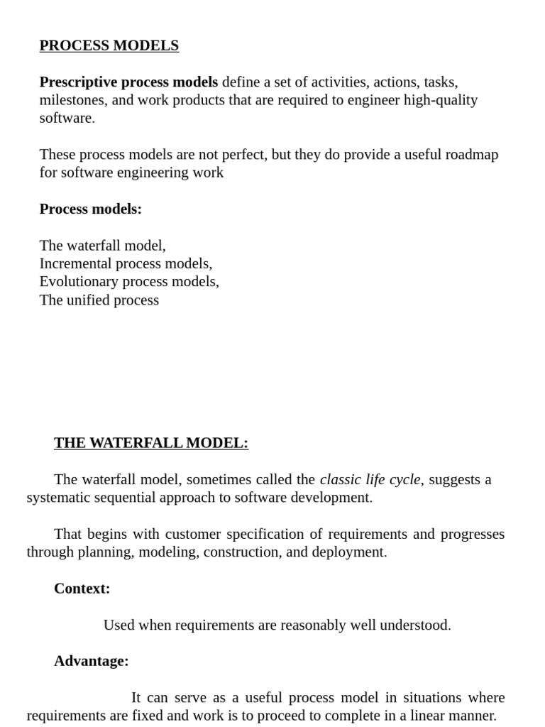 Process Models Prescriptive Process Models | PDF | Software Development Process | Technology ...