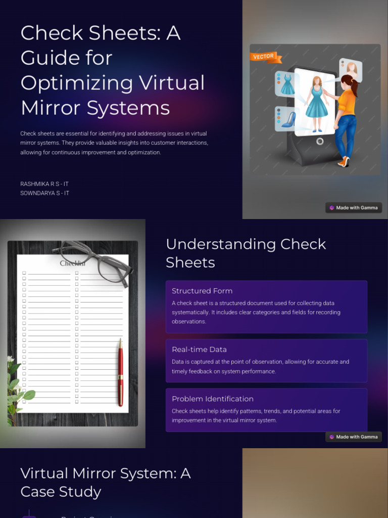 Check Sheets a Guide for Optimizing Virtual Mirror Systems | PDF | Usability | Information ...