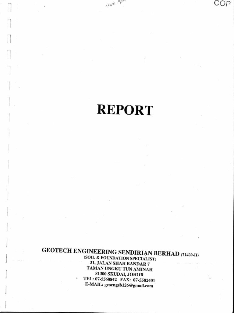 S.I. Report GEOTECH ENGINEERING SB | PDF | Engineering