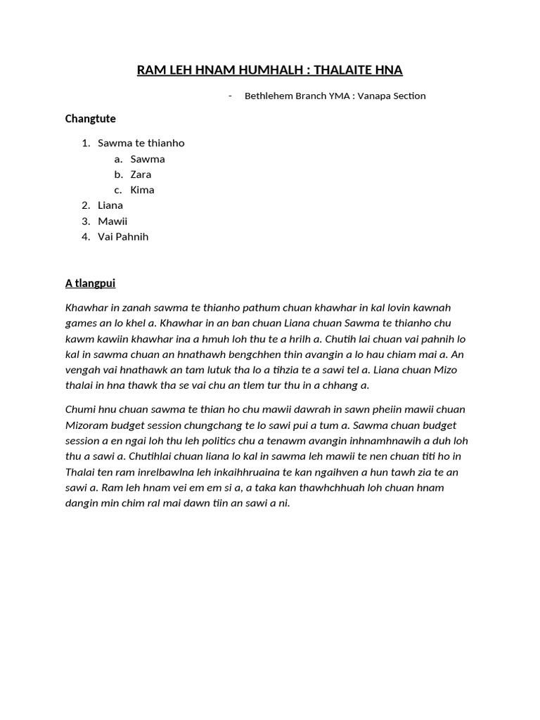 Mizo Youth and Community Engagement | PDF