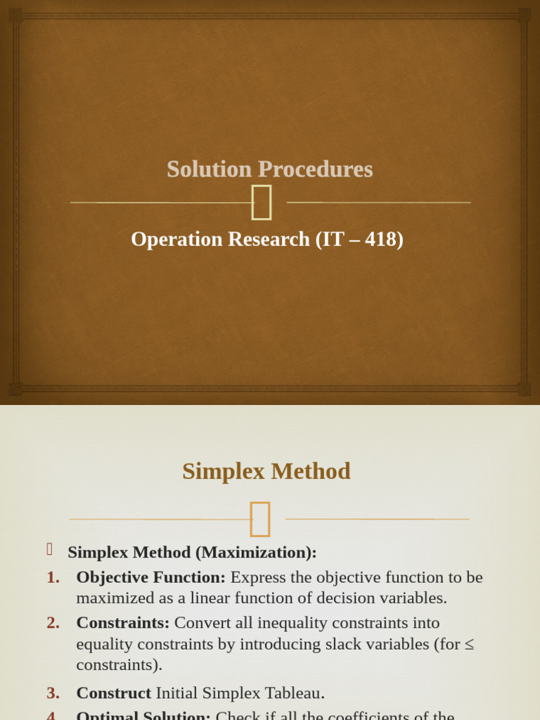 Operation Research Solution Procedures | PDF | Mathematical ...