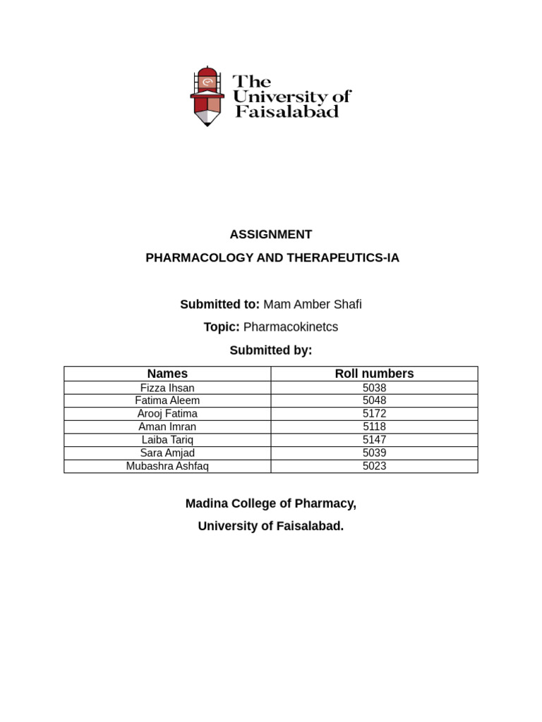 Group 1 Assignment | PDF | Bioavailability | Pharmacology