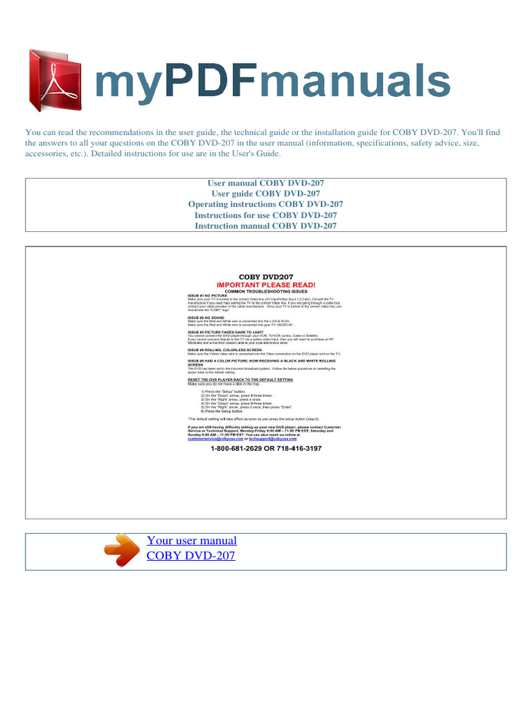 User Manual COBY DVD 207 E | PDF