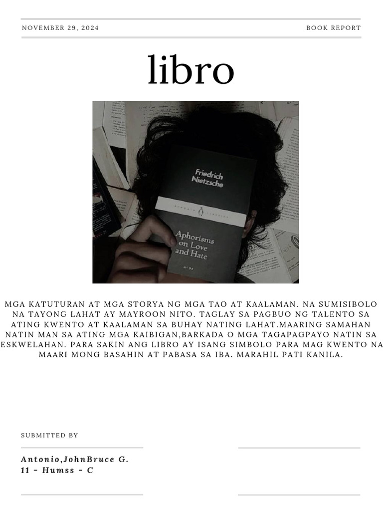 Black and White Greyscale Photo Book Report | PDF