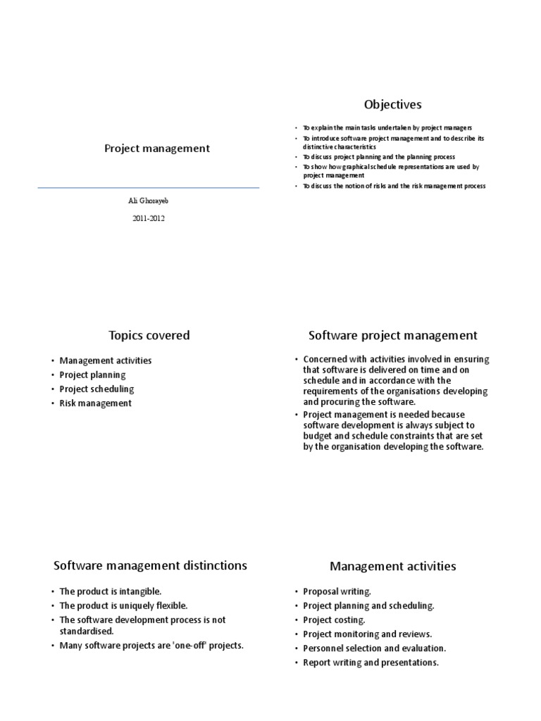 Software Project Management Objectives and Key Points | PDF | Project ...