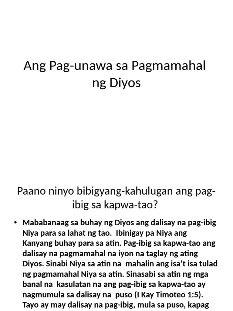 Ang PagmamaAng Pag Unawa Sa Pagmamahal | PDF