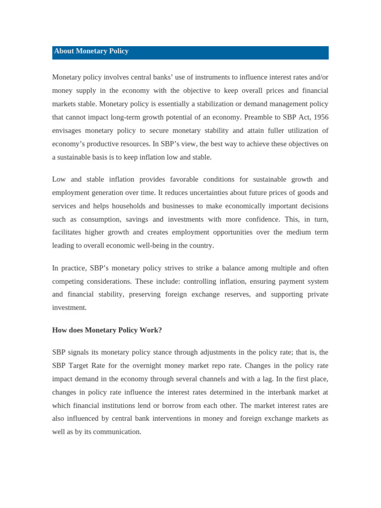 SBP Presentation | PDF | Monetary Policy | Interest Rates
