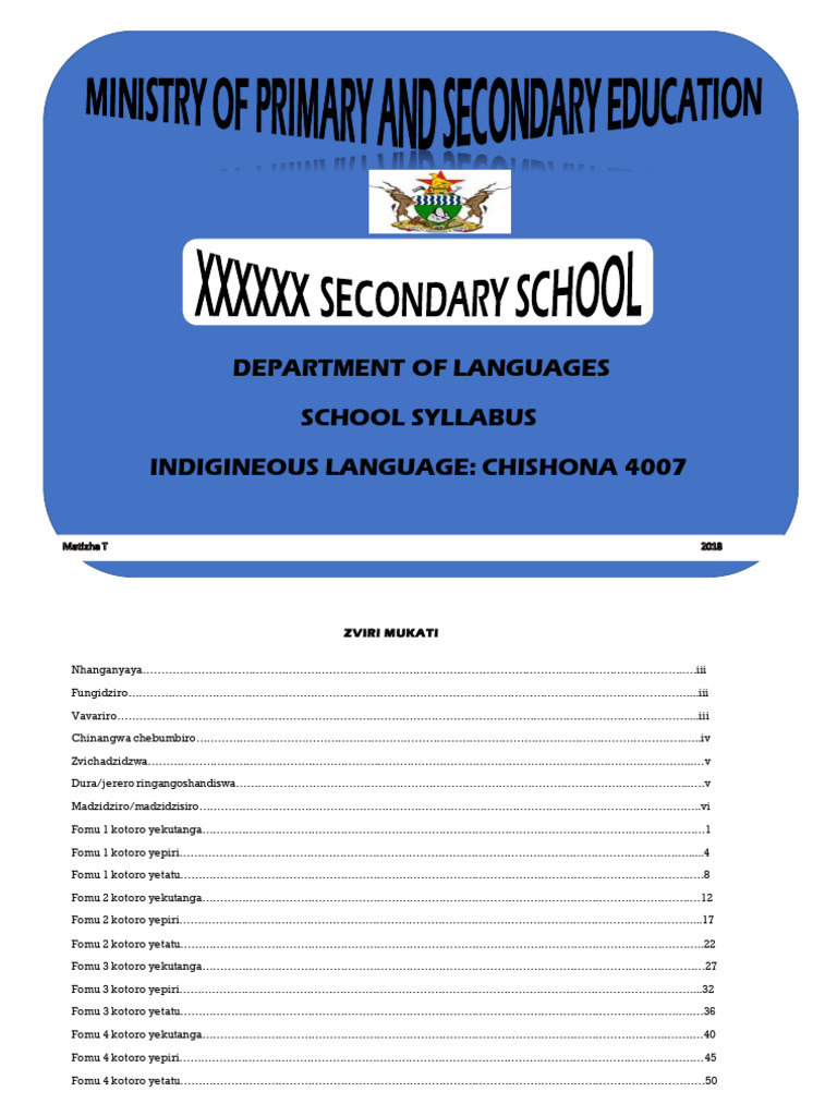 Chishona School Syllabus Overview | PDF | Languages | Foreign Language ...