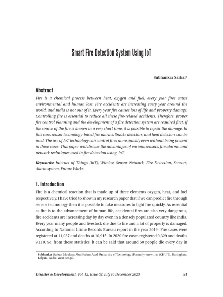 IoT-Based Smart Fire Detection System | PDF | Internet Of Things ...