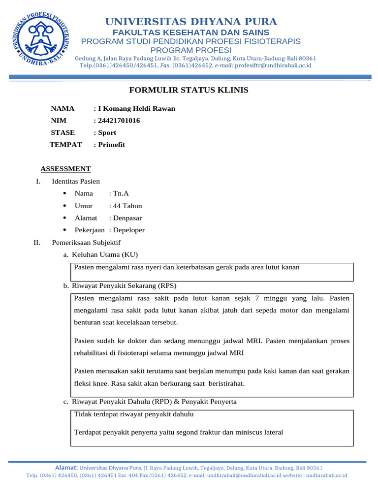 Form Status Klinis | PDF