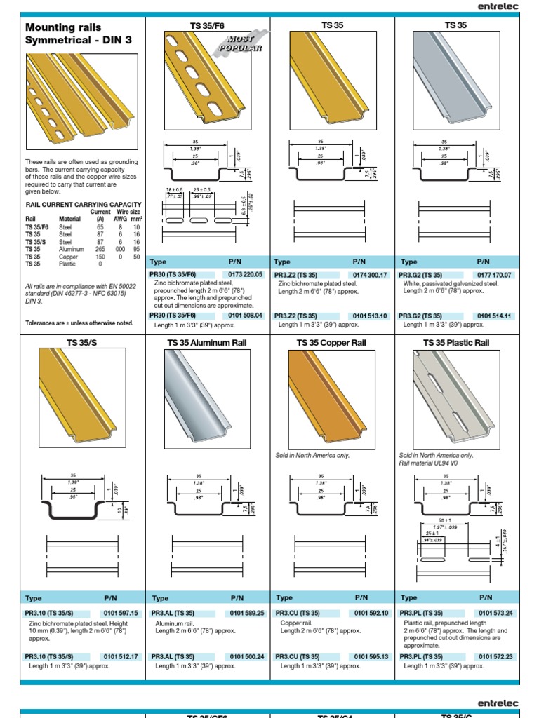 Entrelec DIN Rails | PDF | Screw | Equipment