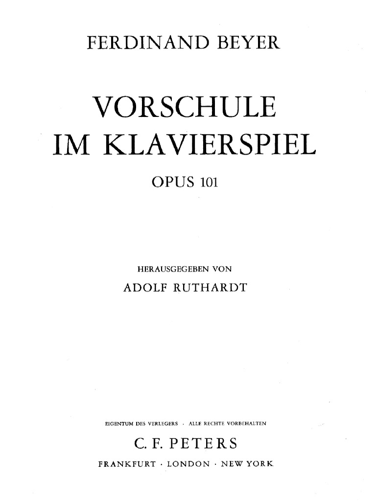 Beyer Preparatory Piano School Op 101 | PDF