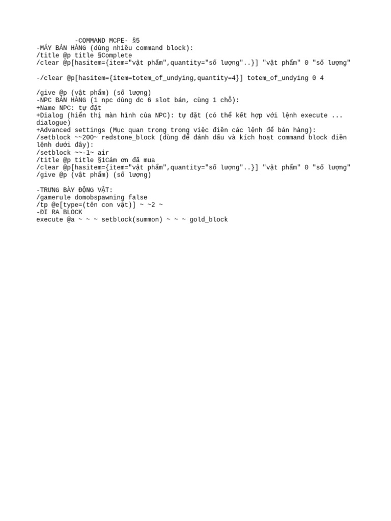 Command Mcpe 5 | PDF
