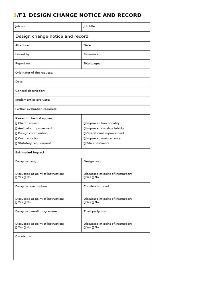 3 F1 Design Change Notice and Record | PDF