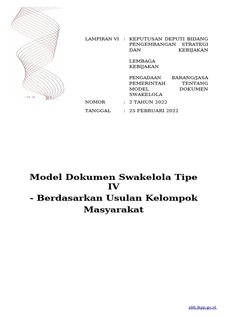 Model Dokumen Swakelola Tipe IV 2022 | PDF