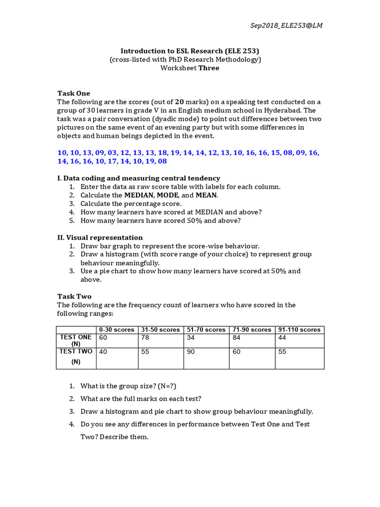 Ade Statistics Worksheet 1 | PDF