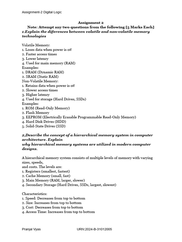Assignment 2 | PDF | Random Access Memory | Cpu Cache