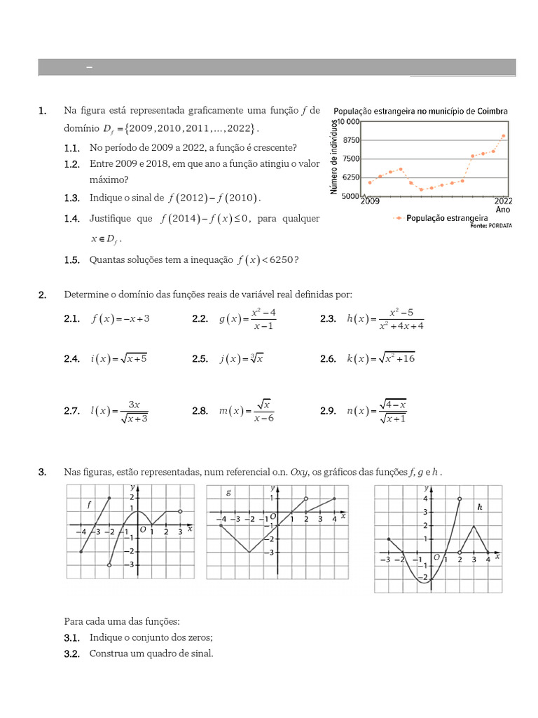 Funções Matemáticas: Análise e Exercícios | PDF | Função (Matemática ...
