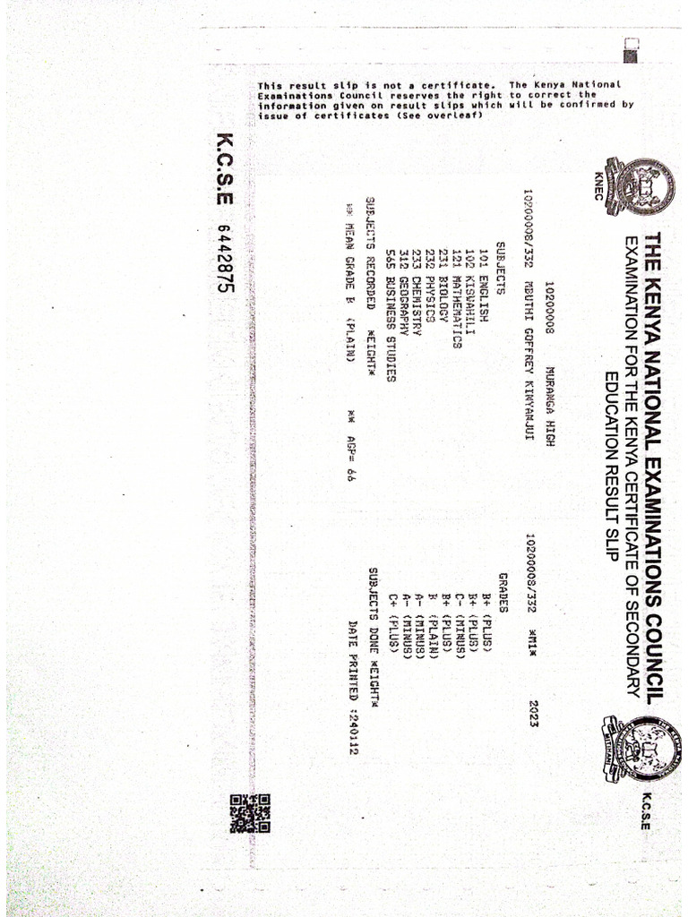 Result Slip | PDF