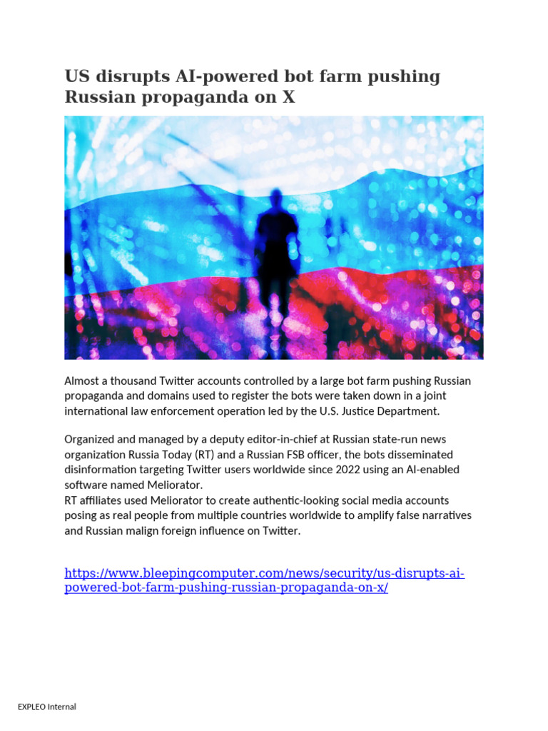 US Disrupts Russian AI Bot Farm | PDF | Vulnerability (Computing ...