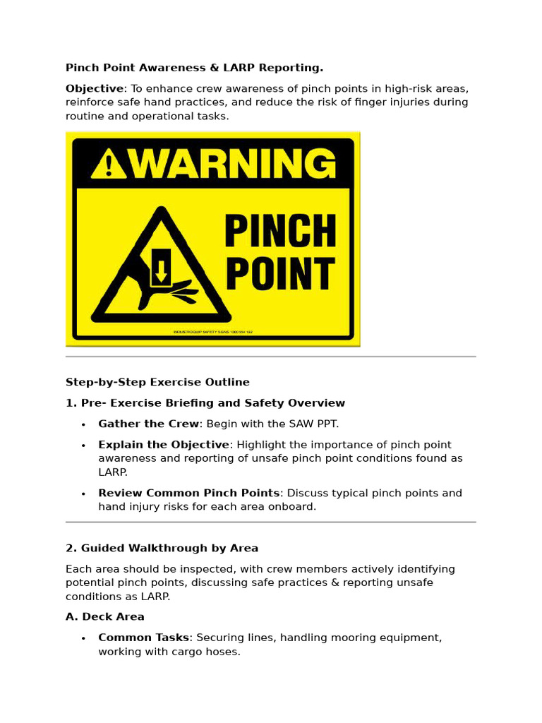 Exercise Module 1 - Pinch Point Awareness Exercise - SAW 25 | PDF ...