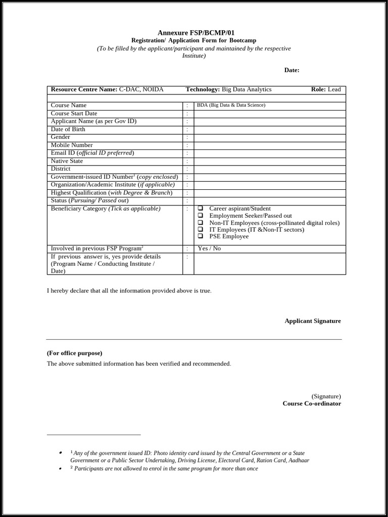 Big Data Analytics Bootcamp Registration Form | PDF | Authentication | Access Control