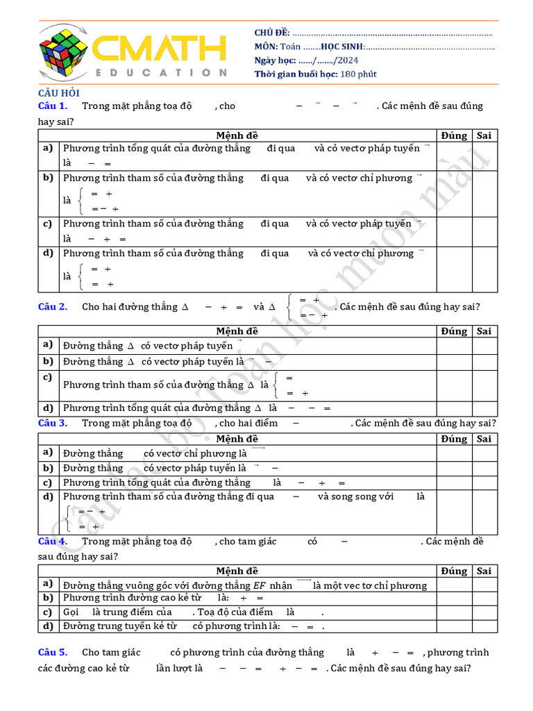 BÀI 19. PHUONG TRINH DUONG THANG - DUNGSAI - HS - CMath | PDF