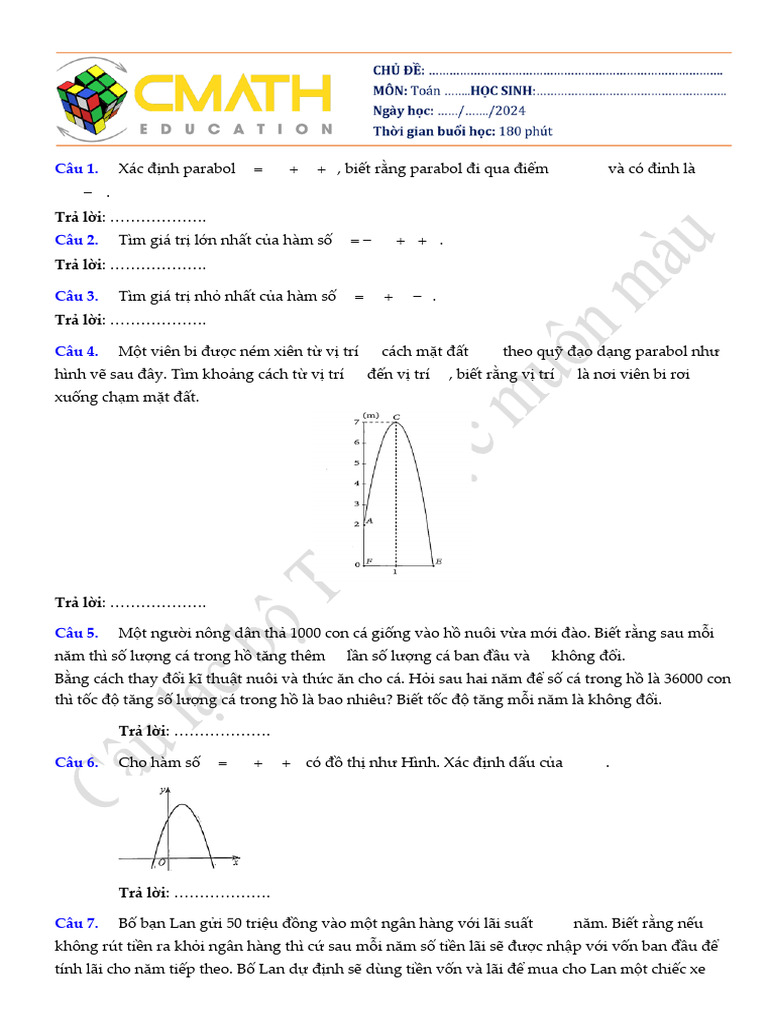 BÀI 16. HAM SO BAC HAI - TRALOINGAN - HS CMath | PDF
