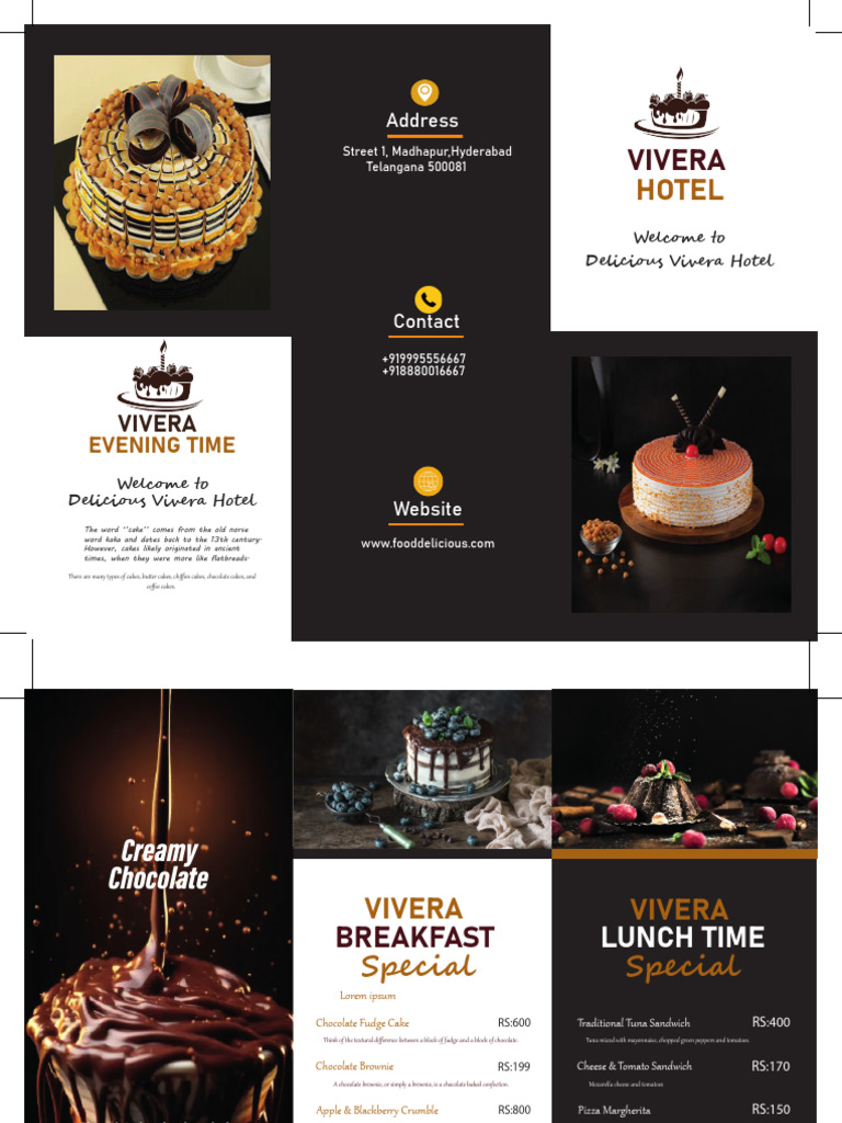 Brochure Cake Menu Card Design | PDF | Cakes | Chocolate Brownie