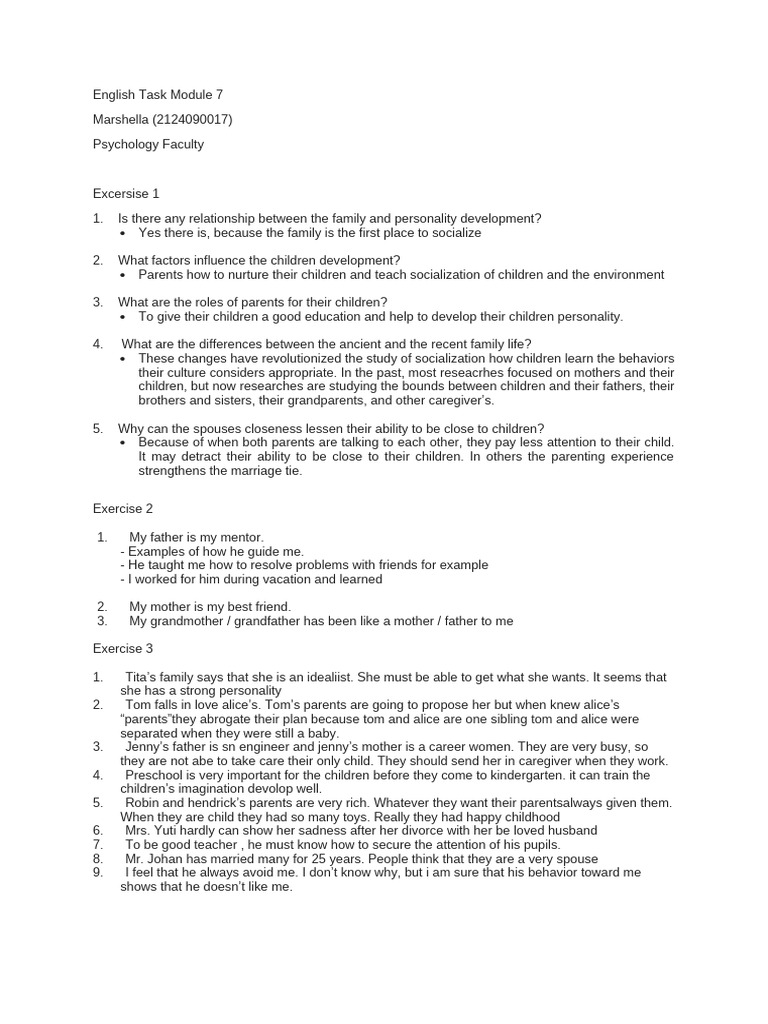 English Task SMT 2 Module 7 | PDF | Grandparent | Family