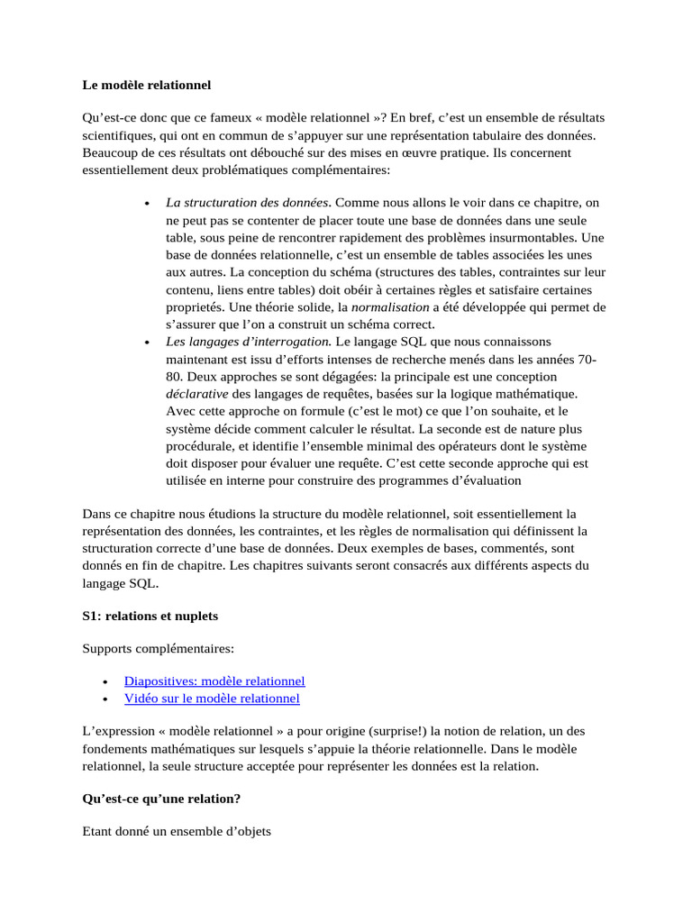 Comprendre le modèle relationnel en DB | PDF | Modèle relationnel ...