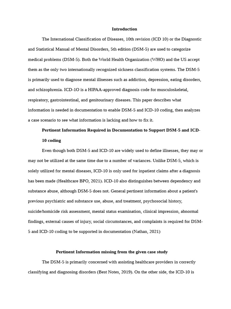 WK 2 Assgn DSM 5 and ICD | PDF | Dsm 5 | Mental Disorder