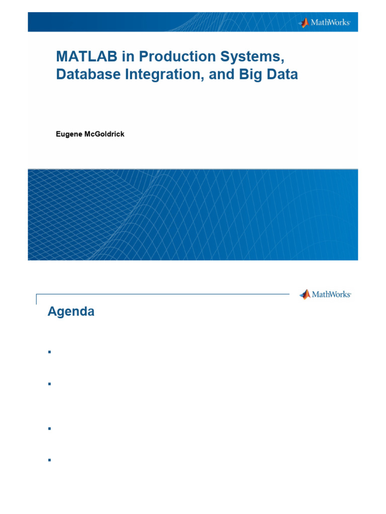 Matlab In Production Systemsdatabase Integration And Big Data Pdf Matlab Databases